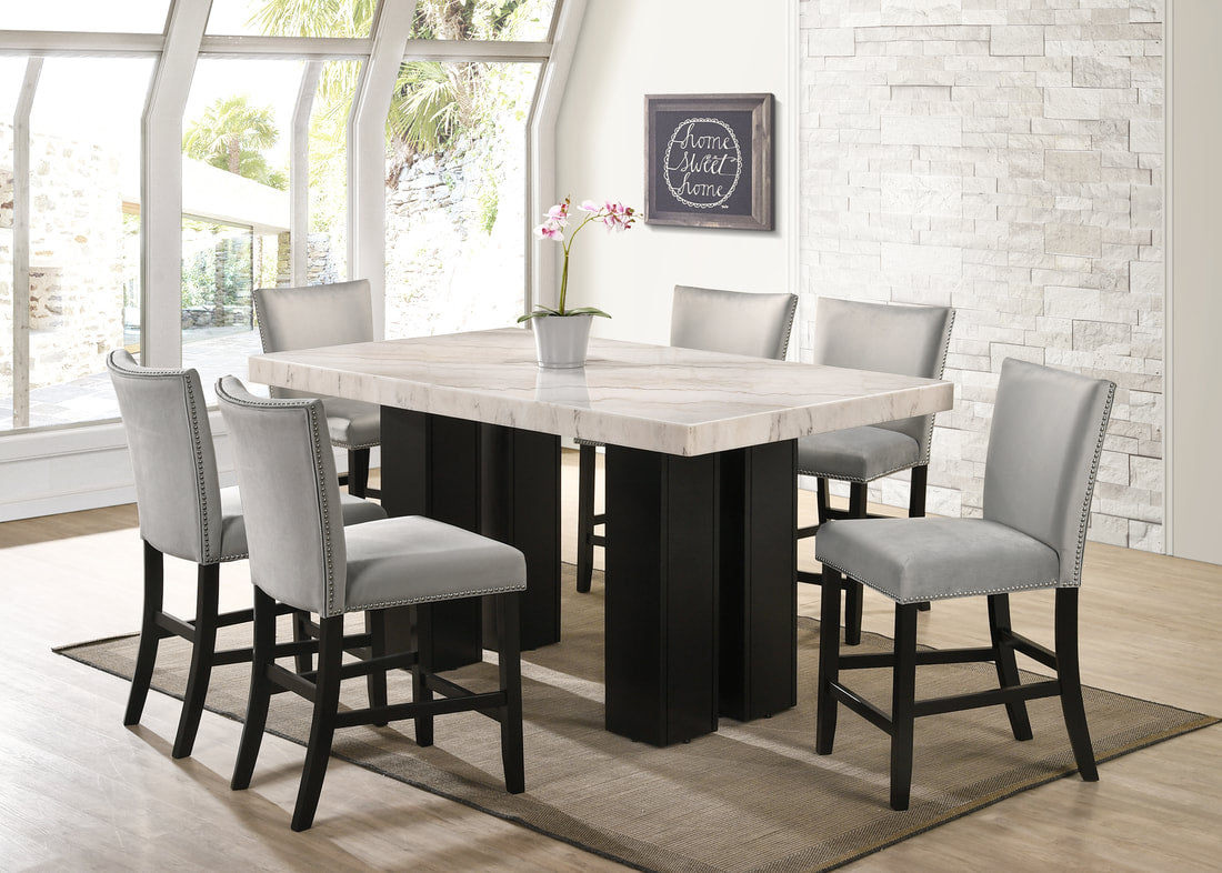 Finley Grey Marble Table and 6 Chair Set – www.faith-furniture.com